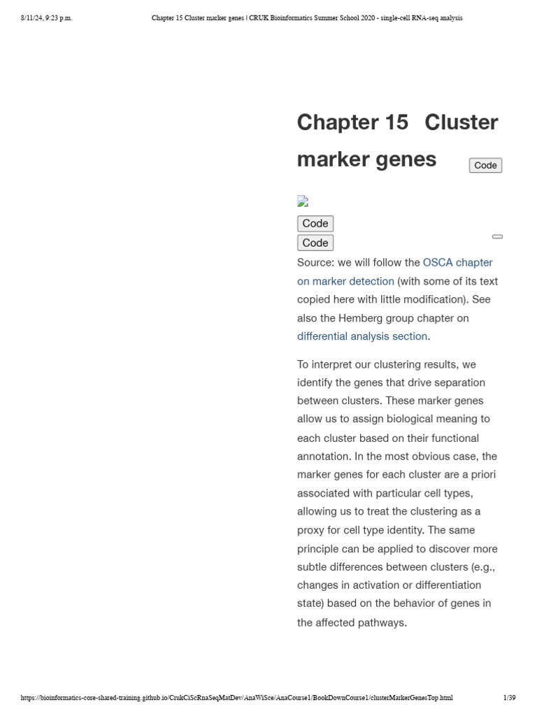 Chapter 15 Cluster Marker Genes - CRUK Bioinformatics Summer School ...
