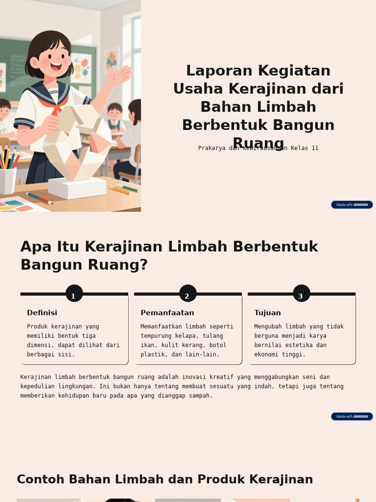 Laporan Kegiatan Usaha Kerajinan Dari Bahan Limbah Berbentuk Bangun ...