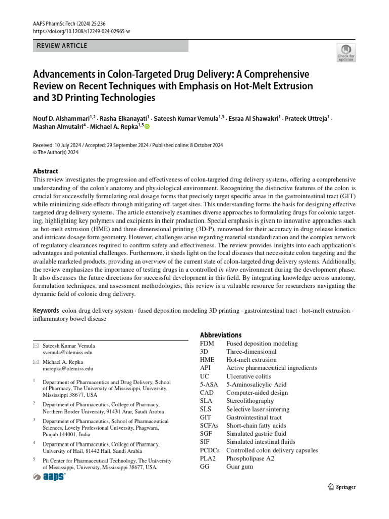 Colon-Targeted Drug Delivery Advances | PDF | Gastrointestinal Tract ...