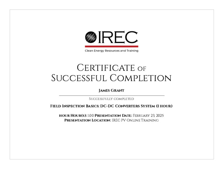 Certificate: DC-DC Converters Course Completion | PDF