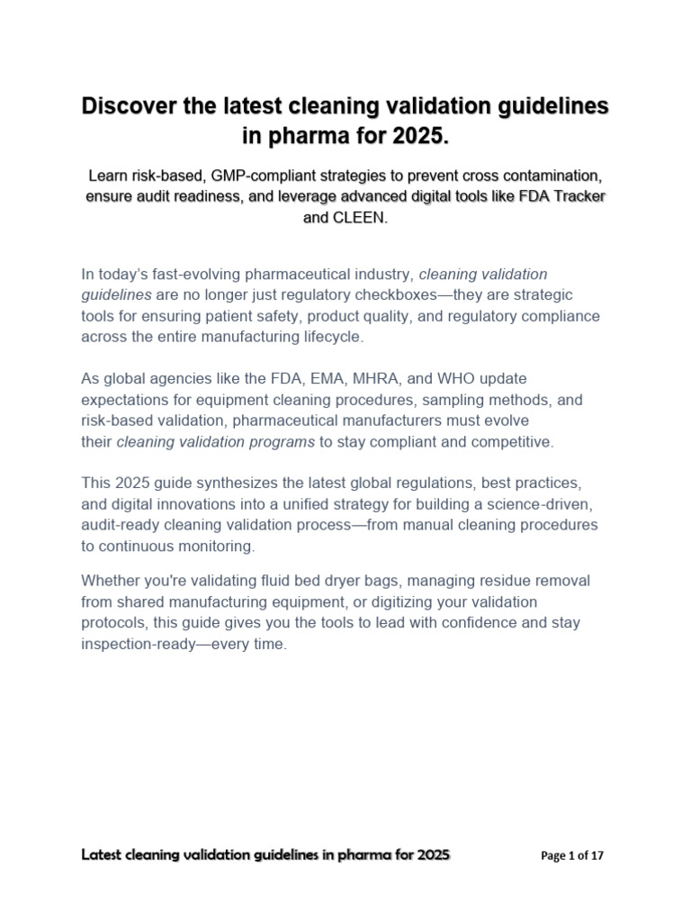 2025 Pharma Cleaning Validation Guidelines | PDF | Verification And ...