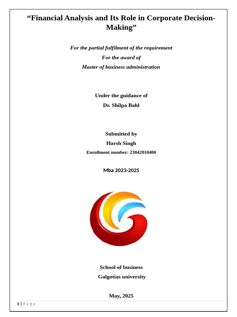 Financial Analysis in Corporate Decisions | PDF | Internal Rate Of ...