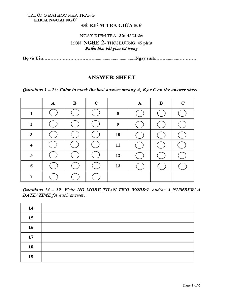 MCA - Listening 2 - K6 | PDF