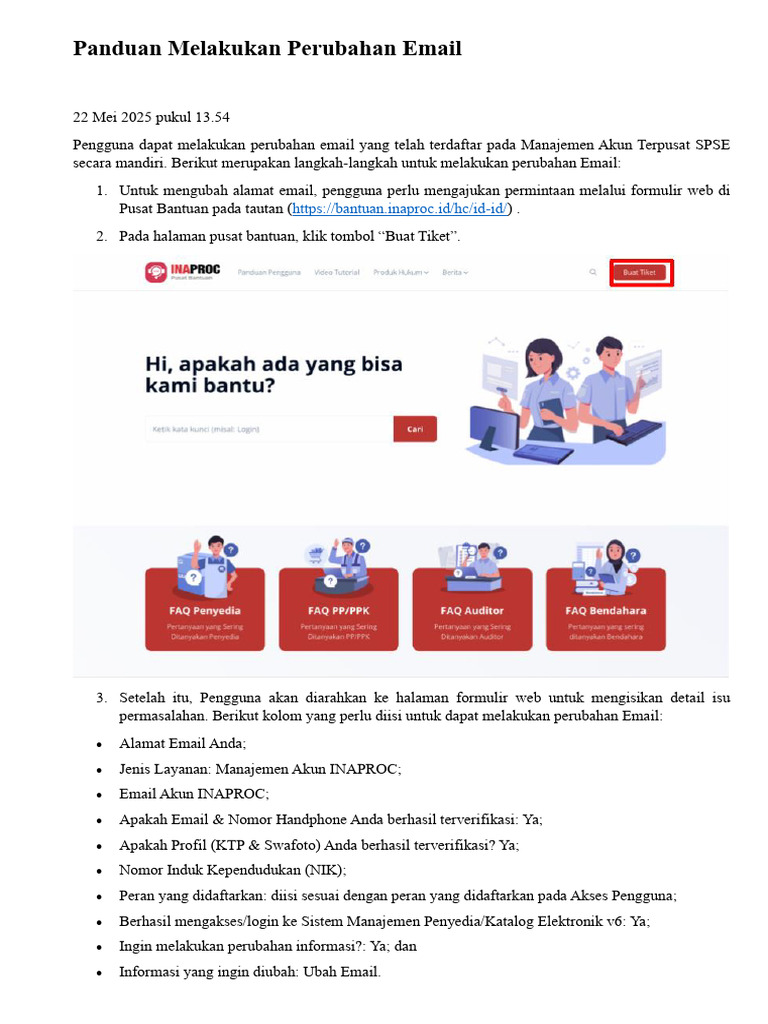 Panduan Perubahan Email SPSE | PDF