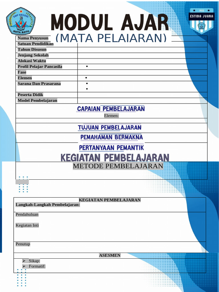 Template Modul Ajar - 2024-2025 | PDF