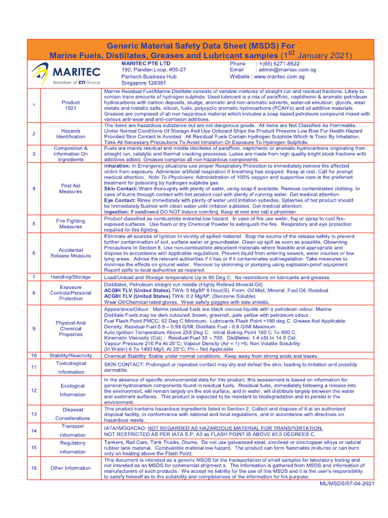 MSDS Fuel | PDF