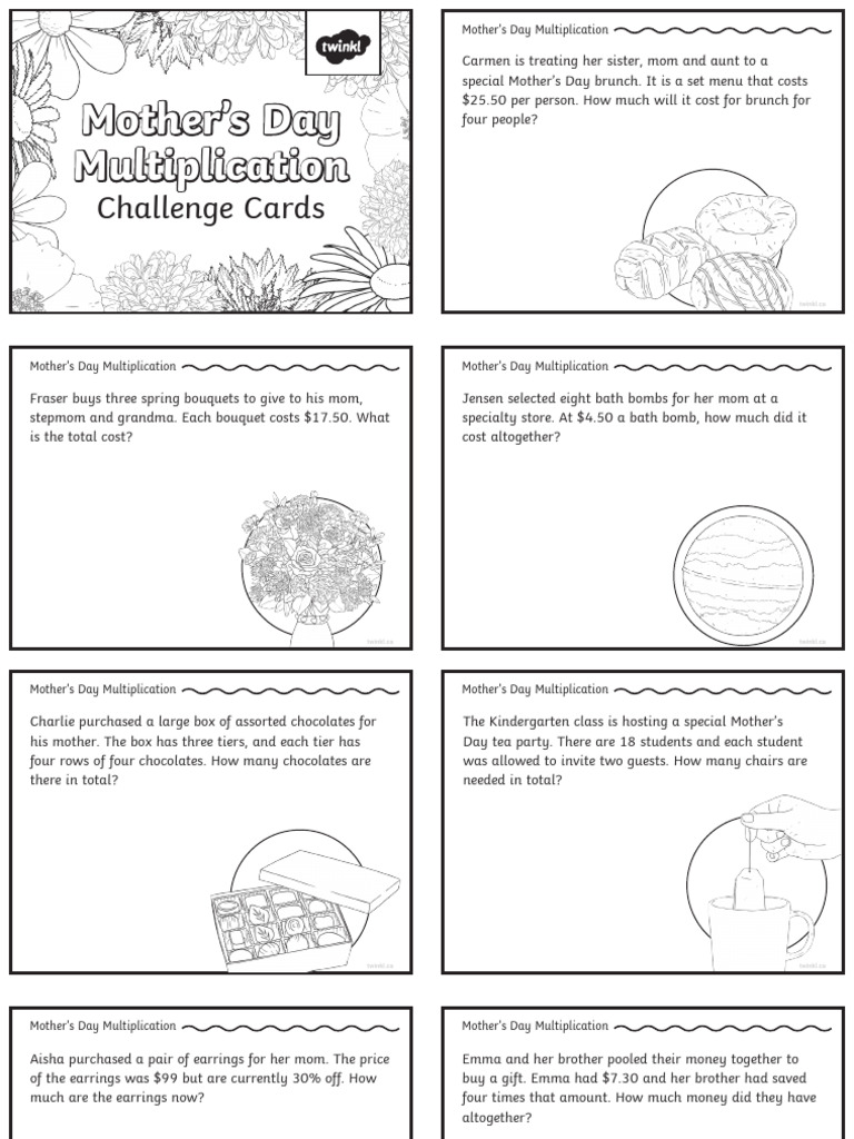 Mother's Day Multiplication Challenges | PDF | Chess Theory | Chess