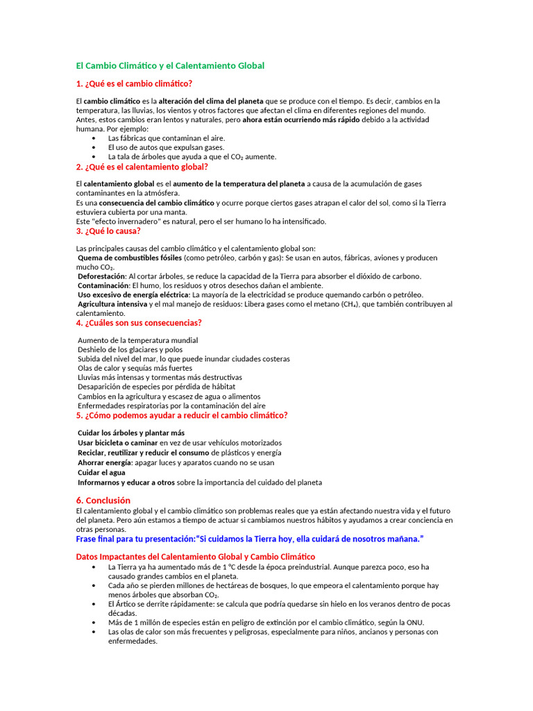 Cambio Climático y Calentamiento Global | PDF | Gases de efecto ...