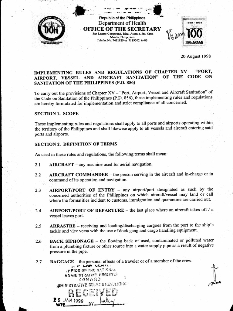 Philippines Sanitation Rules for Ports & Airports | PDF | Toilet ...