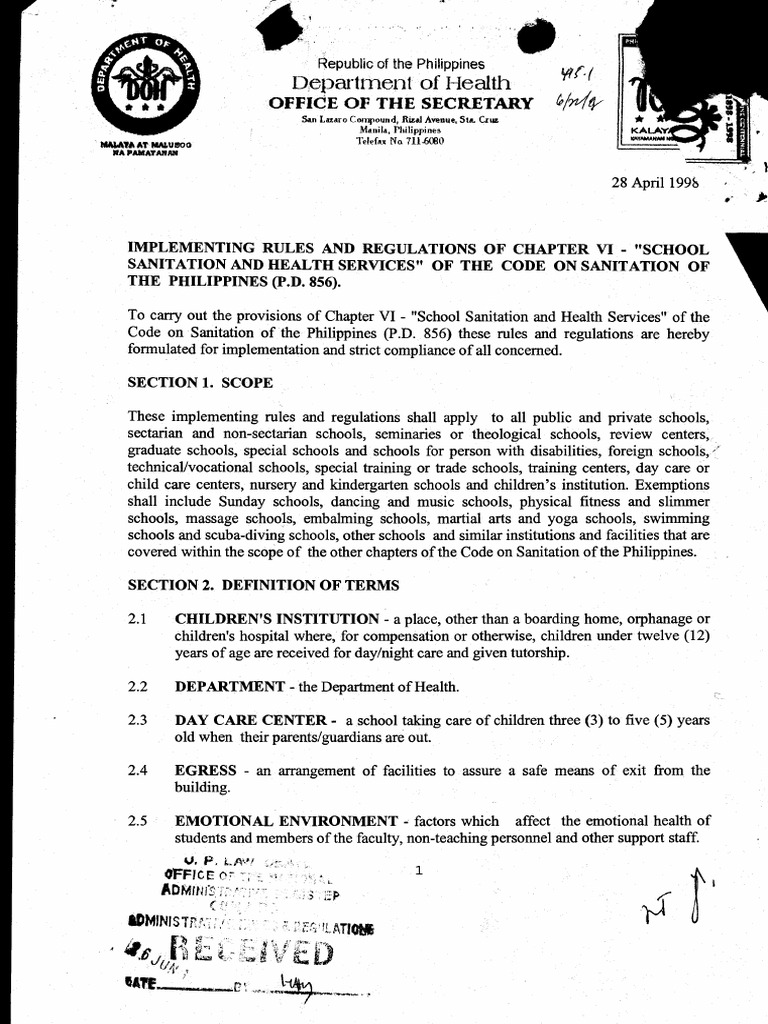 Sanitary Permit Rules for Schools | PDF