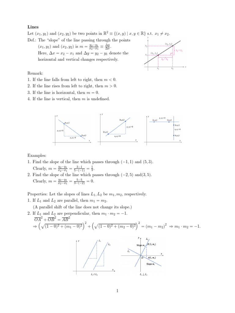 Understanding Line Slopes and Equations | PDF | Mathematical Concepts ...