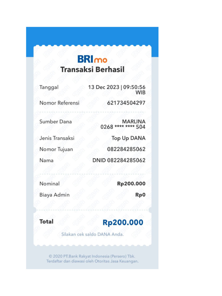 Bukti Pembayaran Transfer | PDF