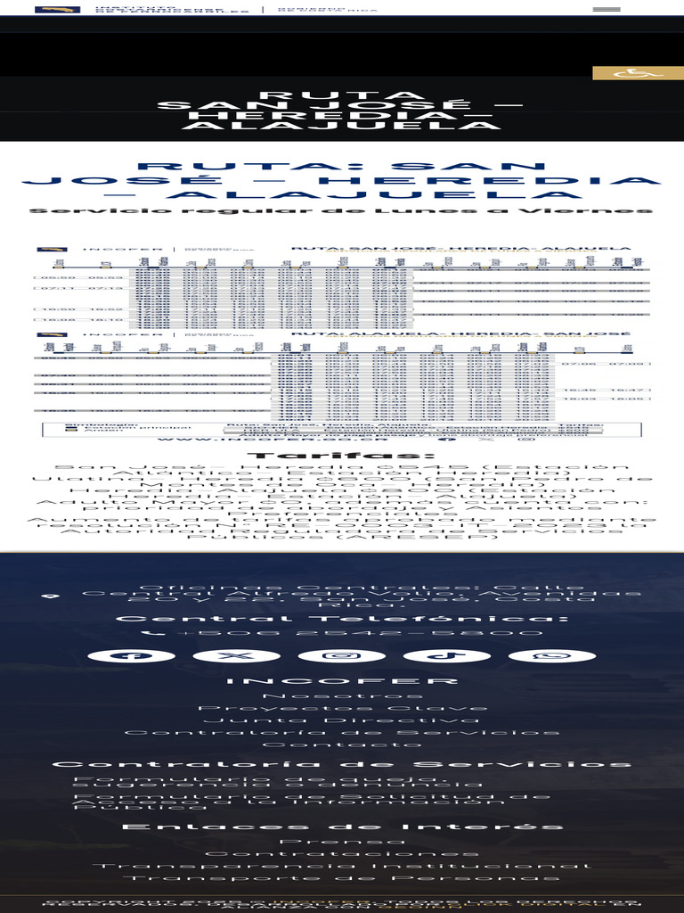 Ruta San José- Heredia- Alajuela - INCOFER | PDF