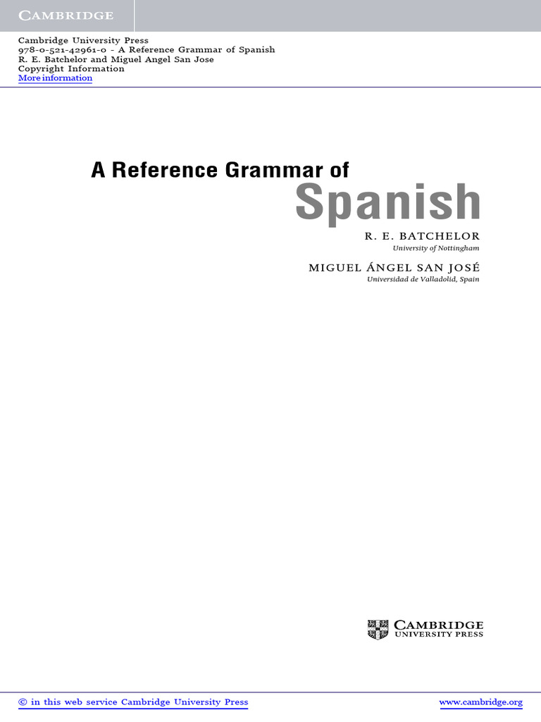 Spanish Grammar Reference Guide | PDF