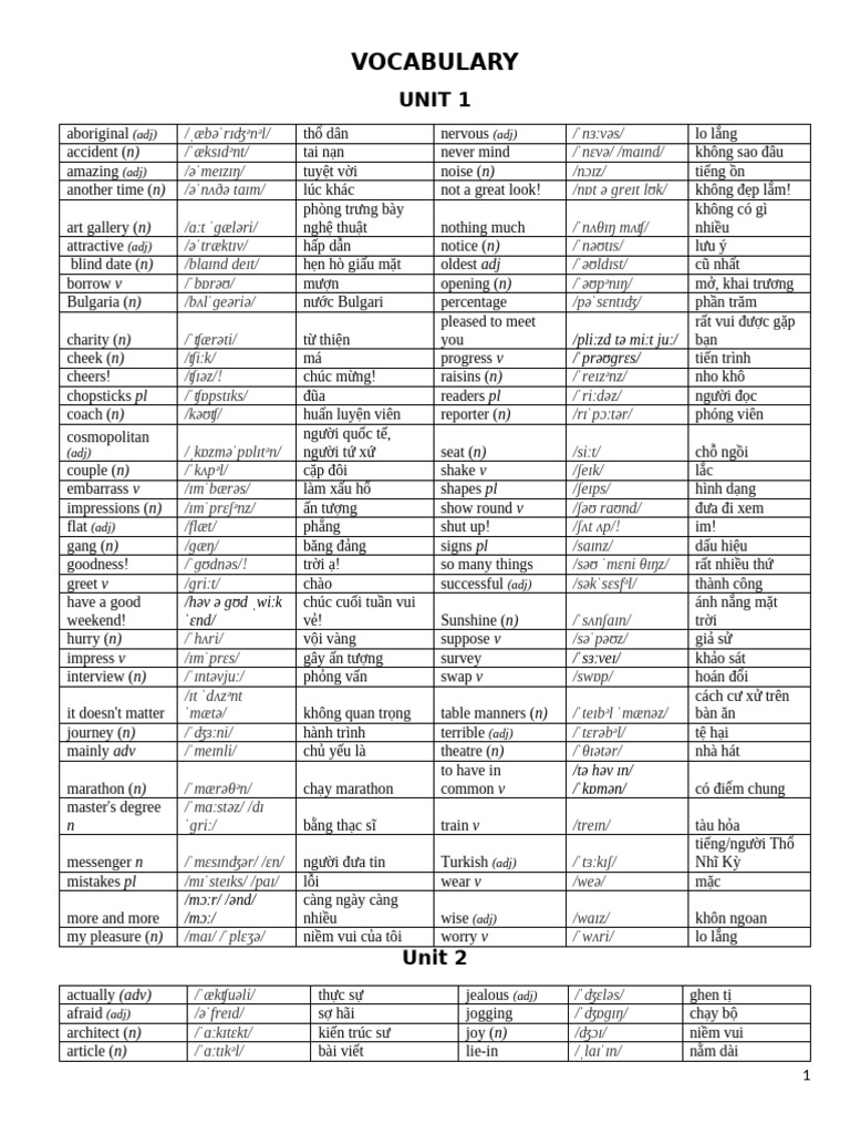 Vocabulary Av2 Anh Việt | PDF