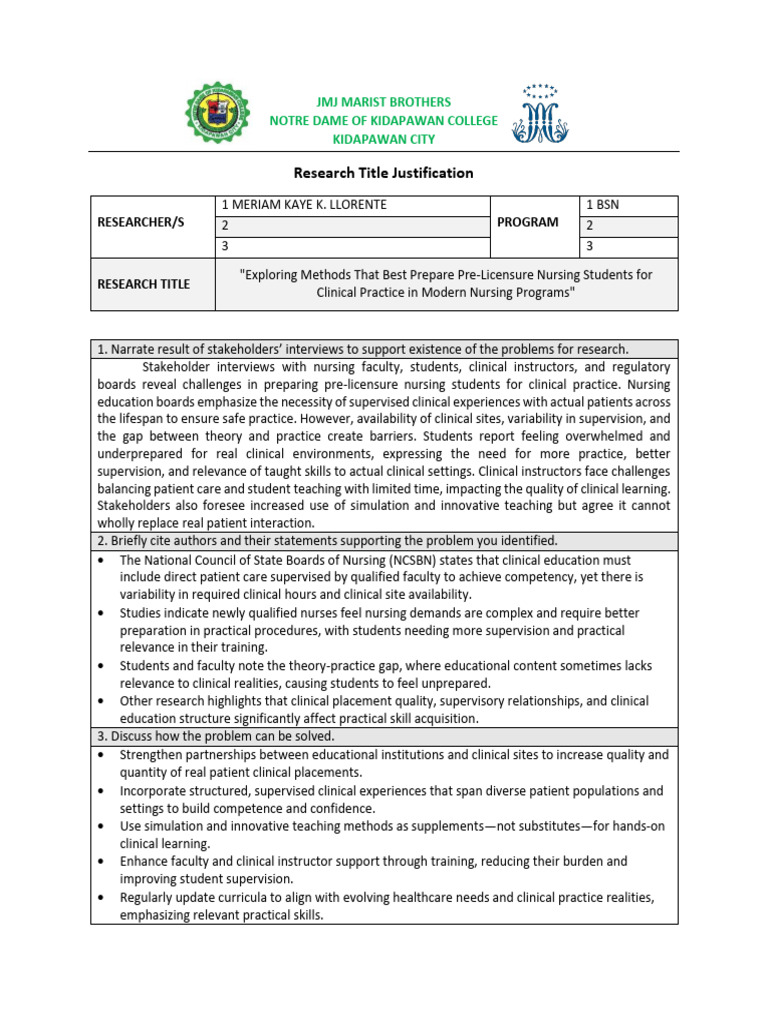 Llorente Title Justification | PDF | Nursing | Stress (Biology)