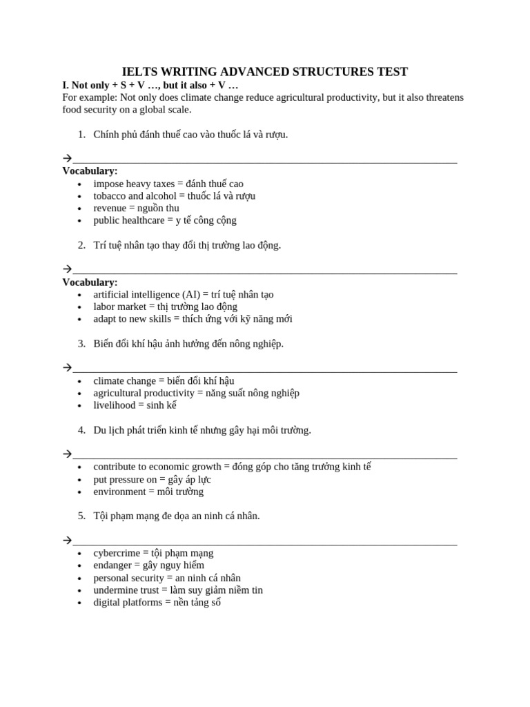Ielts Writing Advanced Structures Test | PDF