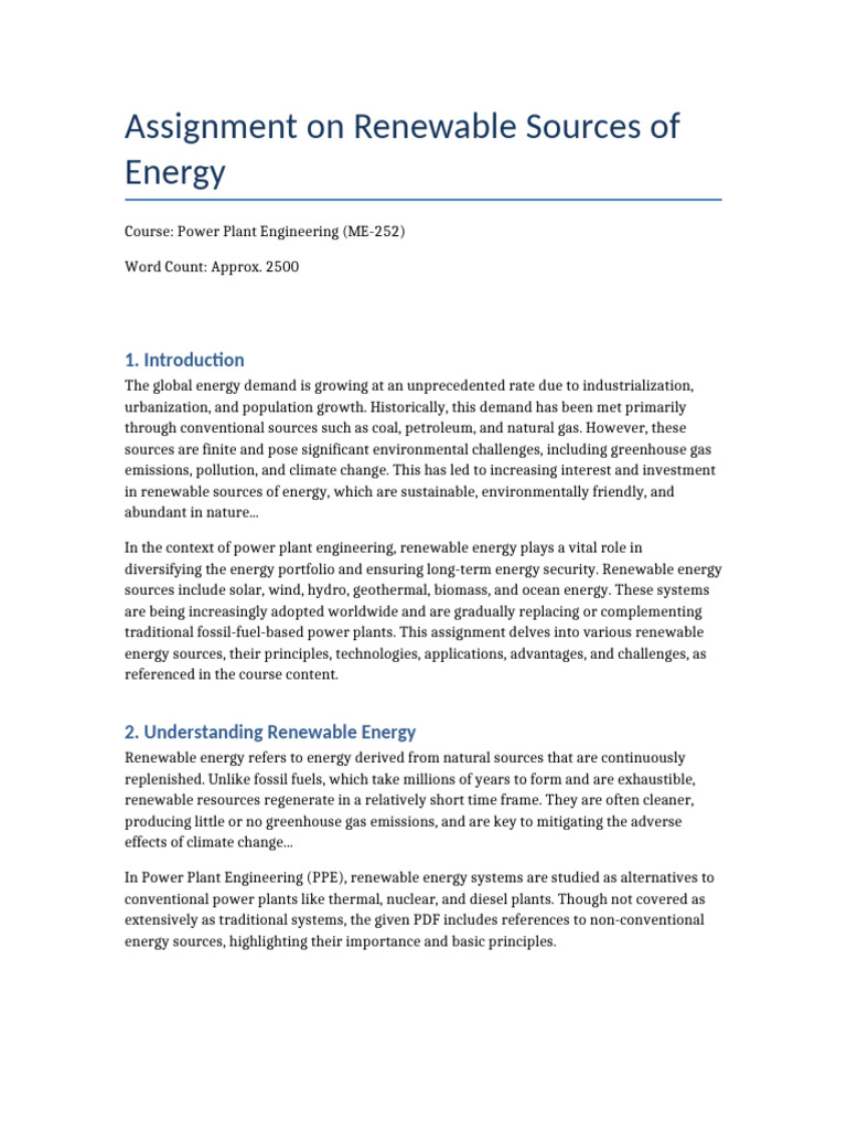 Renewable Energy Assignment | PDF | Renewable Energy | Energy Development