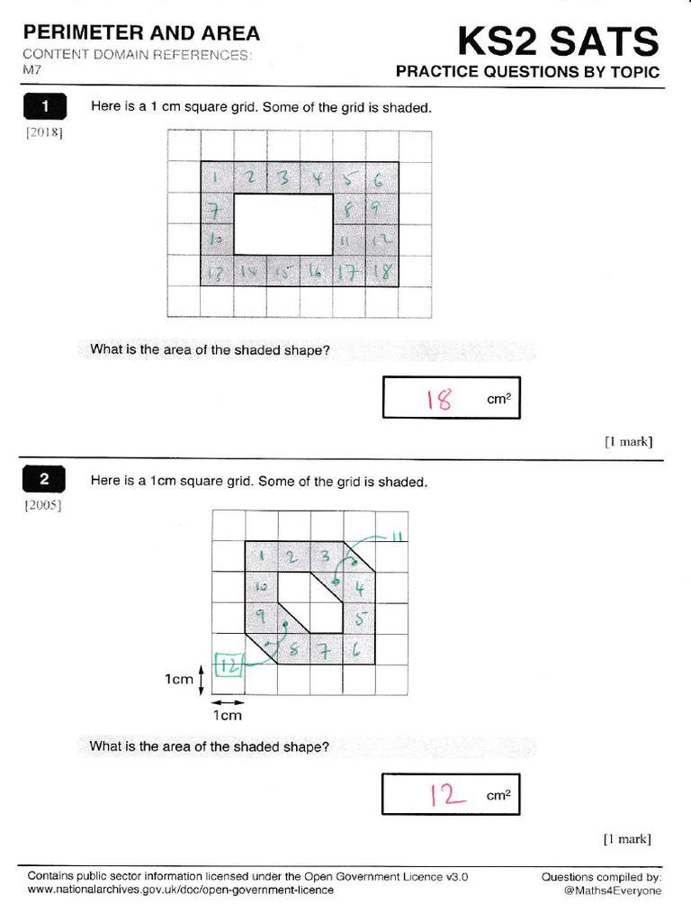 Perimeter and Area Ks2 Sats Solutions 30066 | PDF