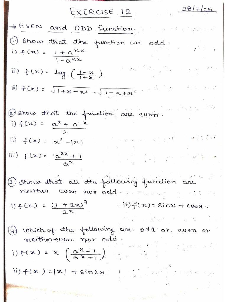 Odd & Even Func. Ex 12 | PDF