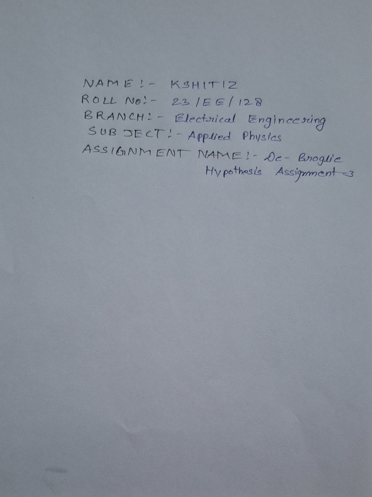 De Broglie Assign | PDF