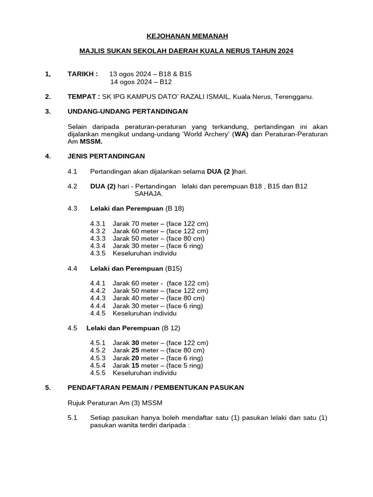 Kertas Konsep Memanah MSSD KN 2024 | PDF