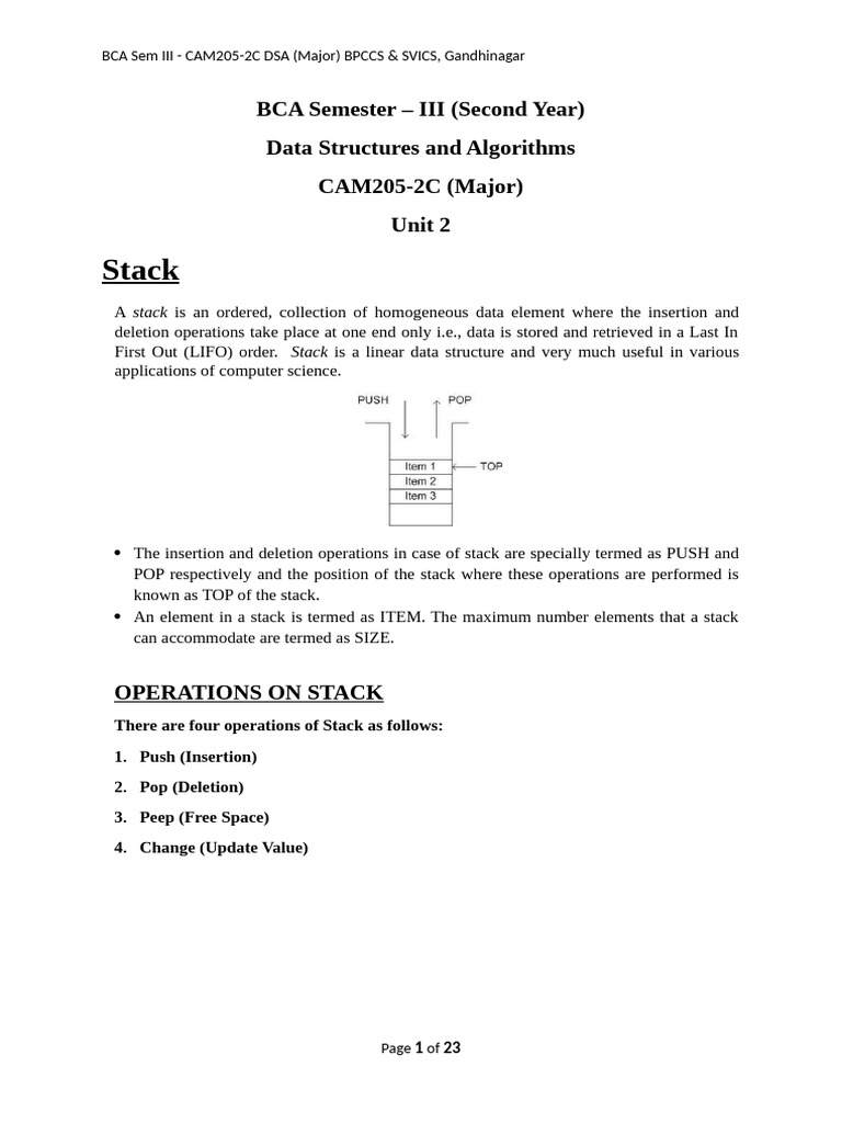 Unit 2 Bca Sem III Cam205 2c Dsa | PDF | Queue (Abstract Data Type ...