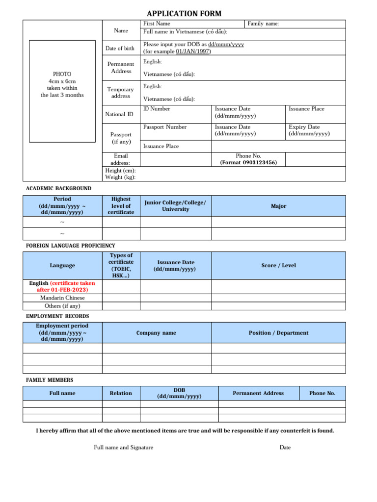 13.11.2024 Application Form Ci | PDF | Government And Personhood