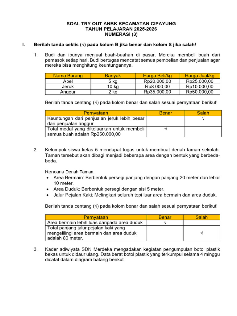 Soal Try Out ANBK Cipayung 2025-2026 | PDF