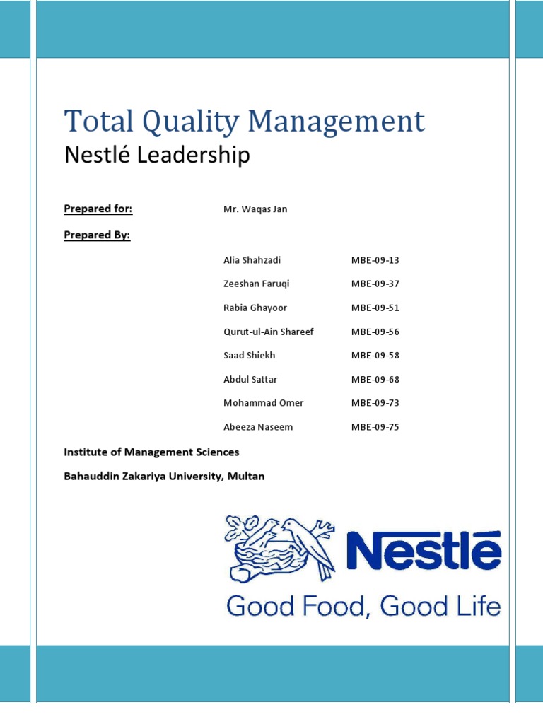 Total Quality Management: Nestlé Leadership | PDF | Leadership | Nestlé