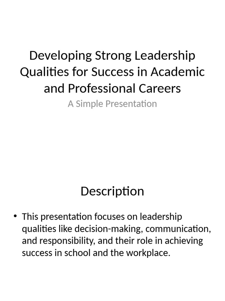 Leadership Qualities for Career Success | PDF