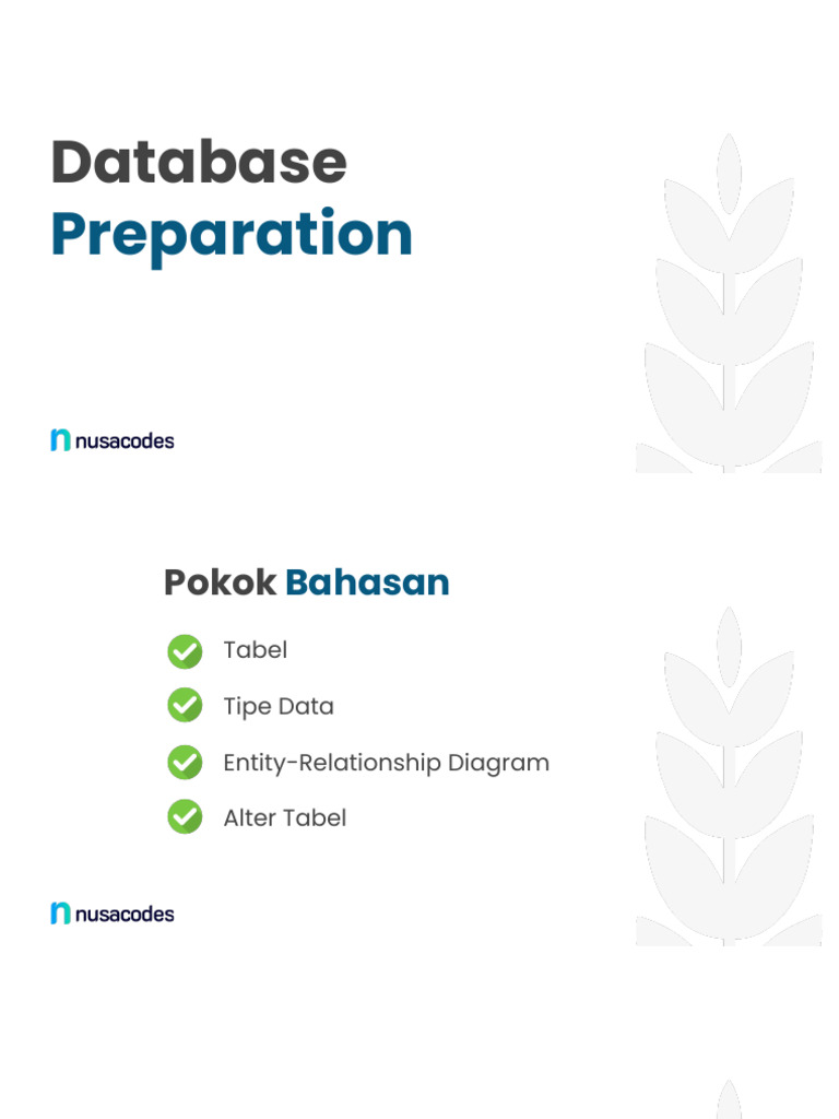 02 - Database Preparation - 01 - Table, Tipe Data Dan ERD | PDF