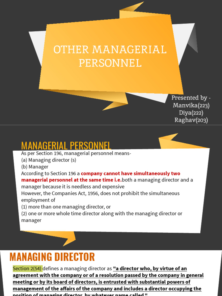 Understanding Managerial Personnel Roles | PDF | Business Law | Business