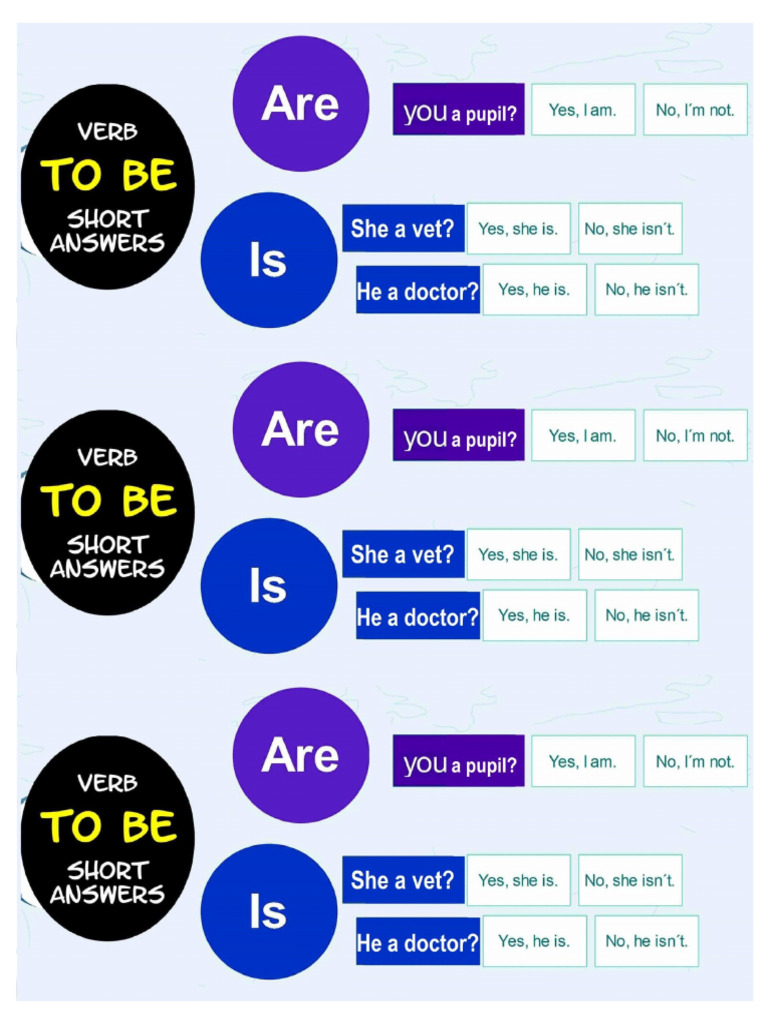 Verb To Be - Short Answers | PDF