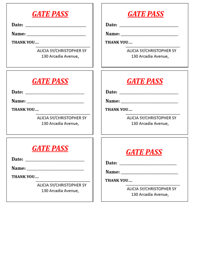 Gate Pass | PDF