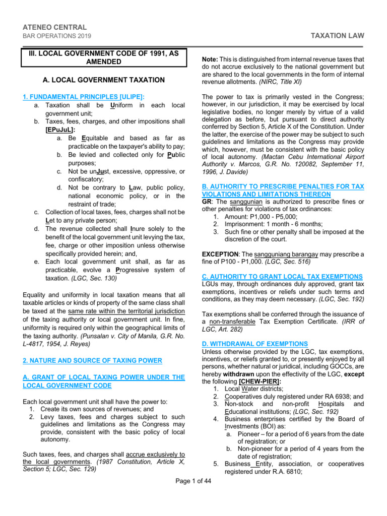 Local Government Taxation Principles | PDF | Taxes | Tax Exemption