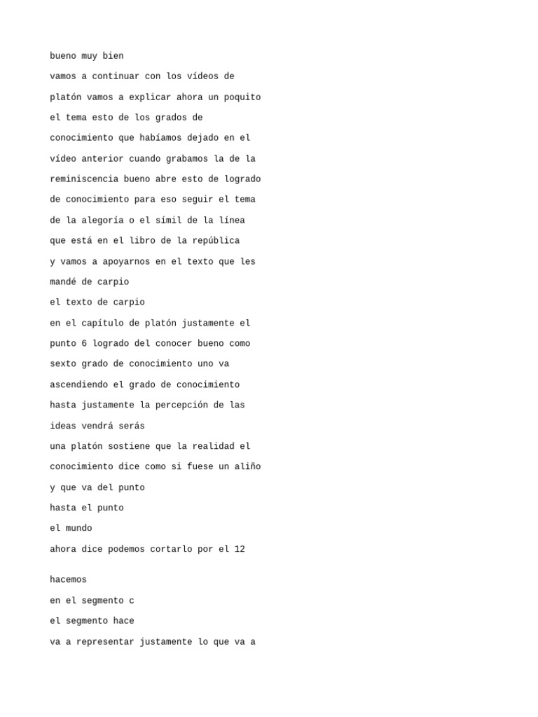 Platón III Grados de Conocimiento (Spanish (Auto-Generated ...