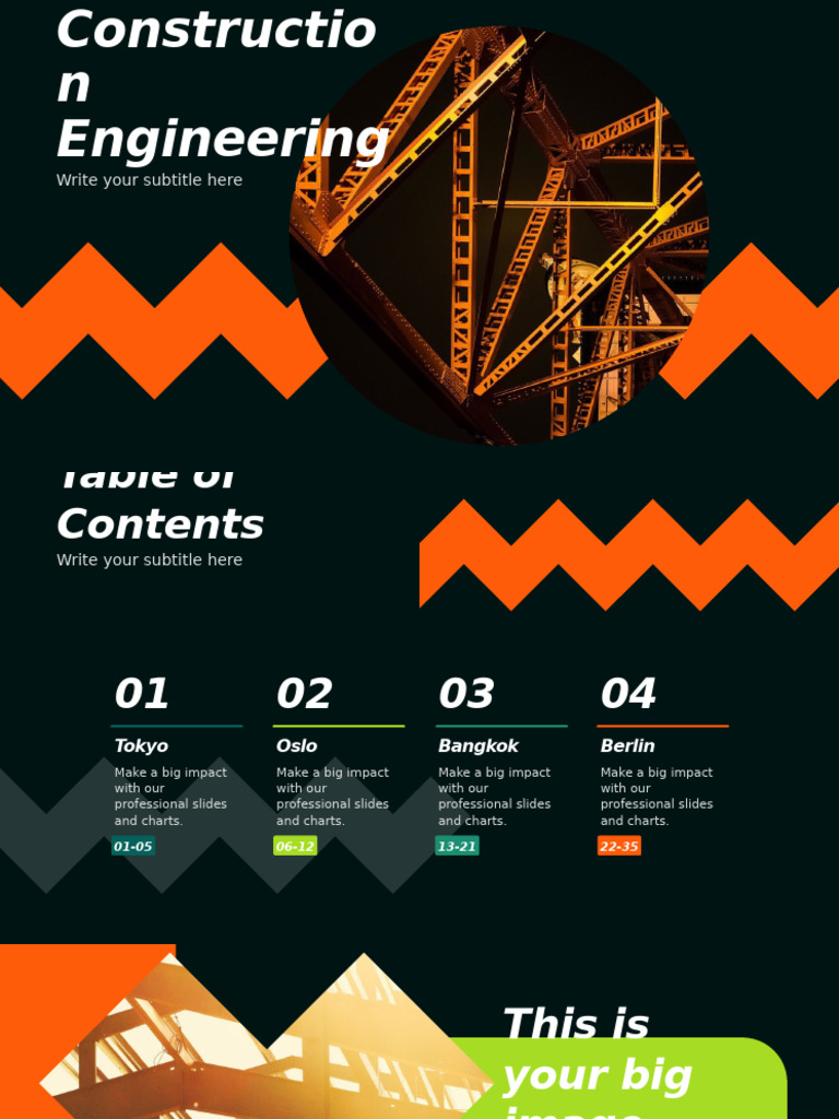 Construction Engineering Dark Presentation Orange Variant | PDF ...