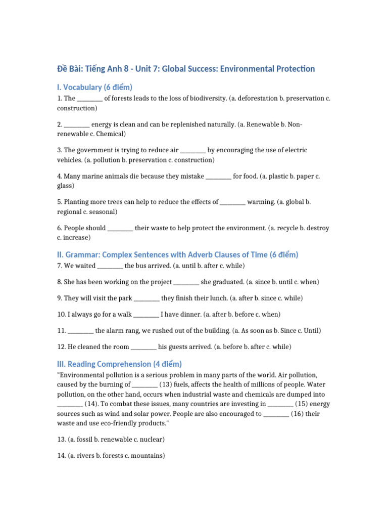 English Unit 7 Test | PDF