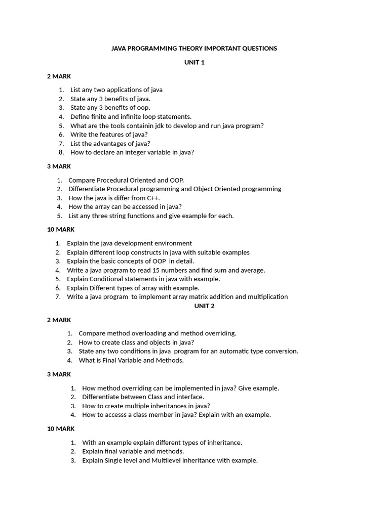 JAVA Questions | PDF