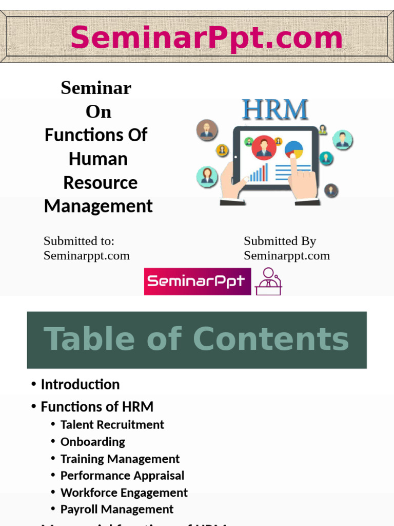 Functions of Human Resource Management | PDF | Human Resource ...
