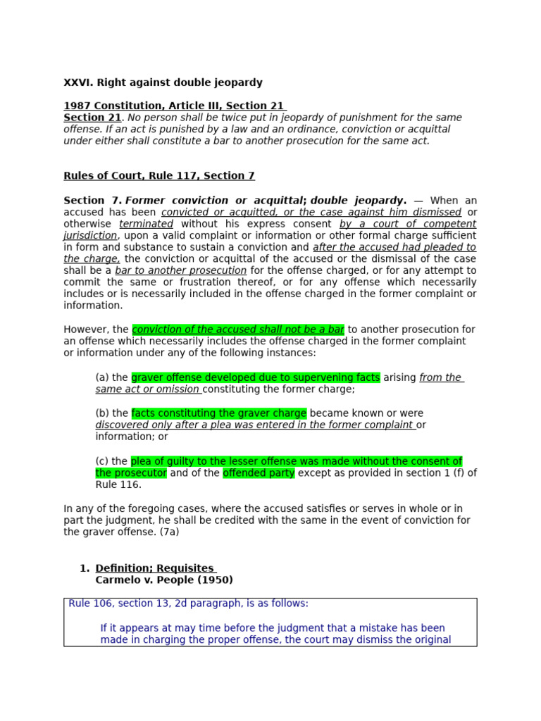 Double Jeopardy in Philippine Law | PDF | Acquittal | Double Jeopardy