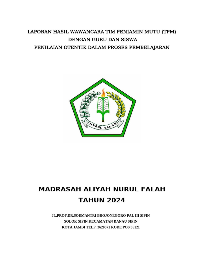 c.4.2 Laporan Hasil Wawancara Tim Penjamin Mutu Penilaian Otentik | PDF