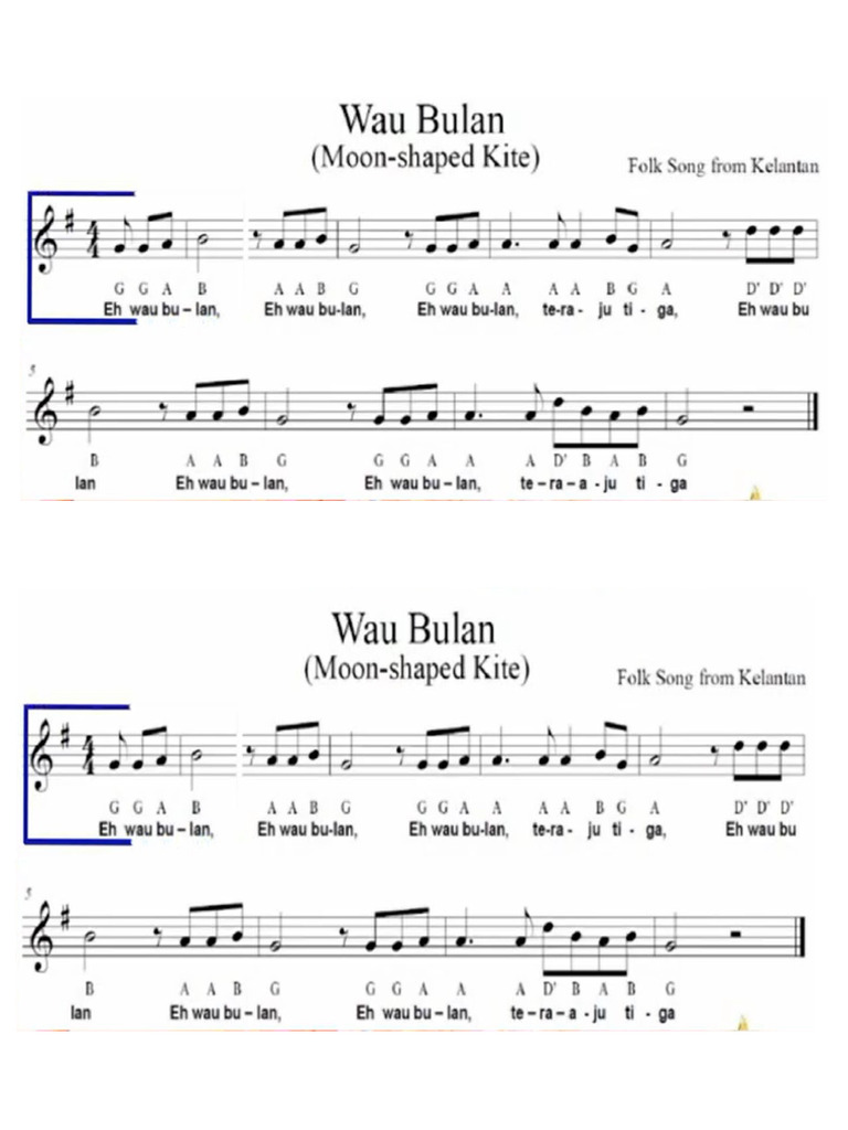Not Rekoder Wau Bulan | PDF