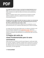 Normas Esenciales del Salón de Clases | PDF | Aprendizaje | Creatividad