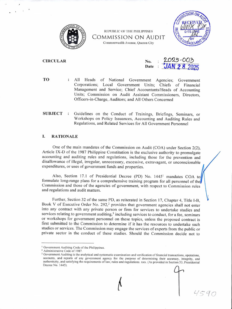 COA Circular 2025-002: Training Guidelines | PDF | Audit | Accounting