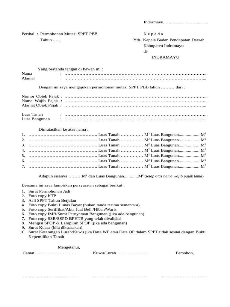 Formulir Mutasi PBB 2025 | PDF