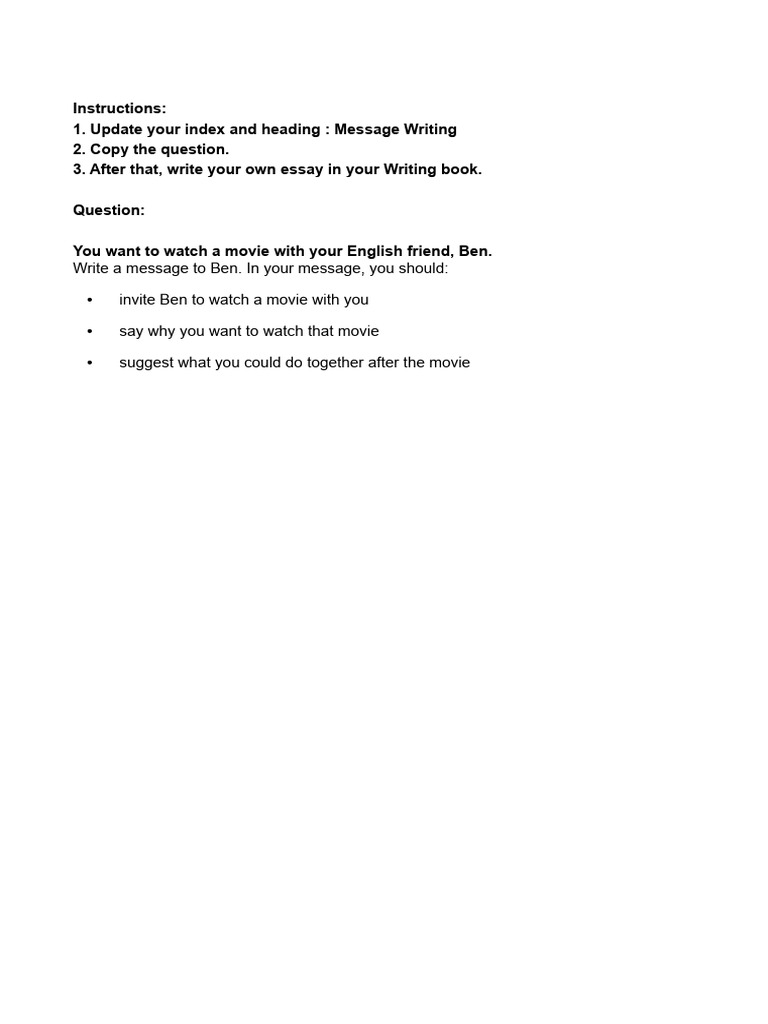 Message Writing: Movie Invitation Essay | PDF