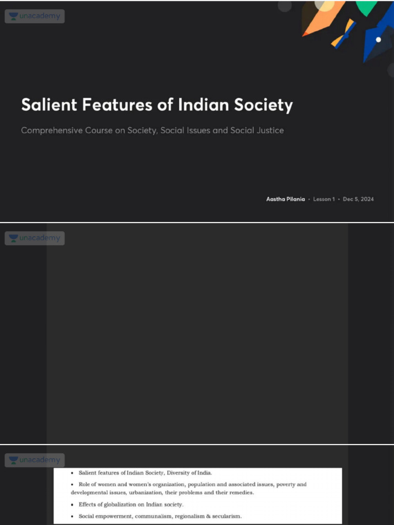 Salient Features of Indian Society No Anno | PDF