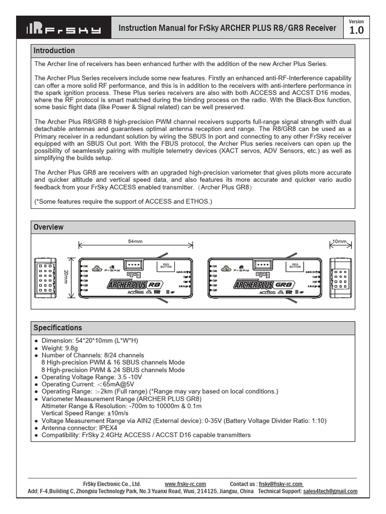 ARCHER PLUS R8 GR8 Manual | PDF | Electromagnetic Interference ...